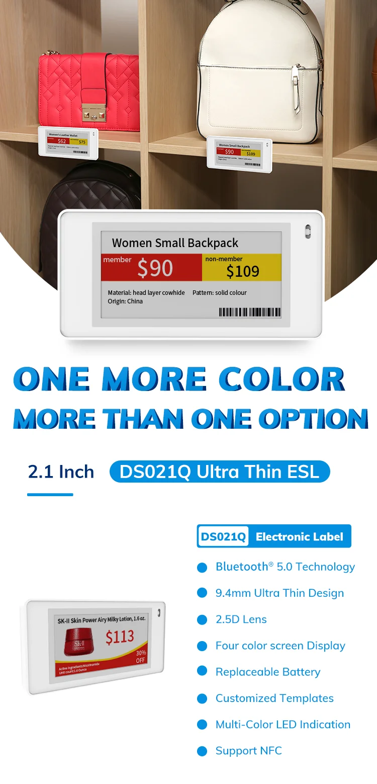 Minewtag Factory Direct Sale 2.1inch Cloud System Esl 4-color Epaper ...