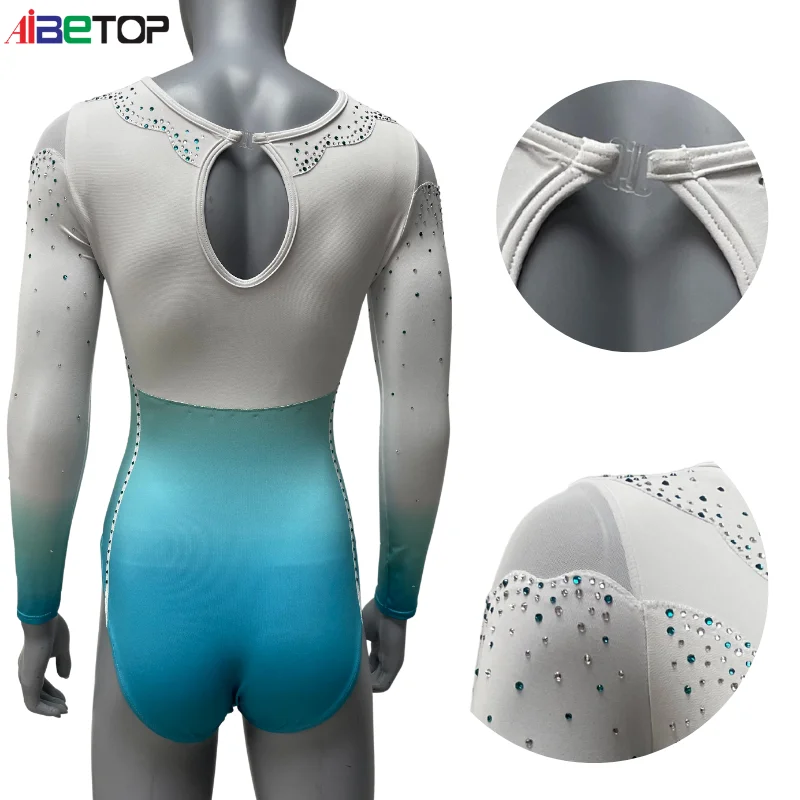 Girl Long Sleeves Gymnastic Leotards Rhythmic Gymnastics Leotards Girls ...