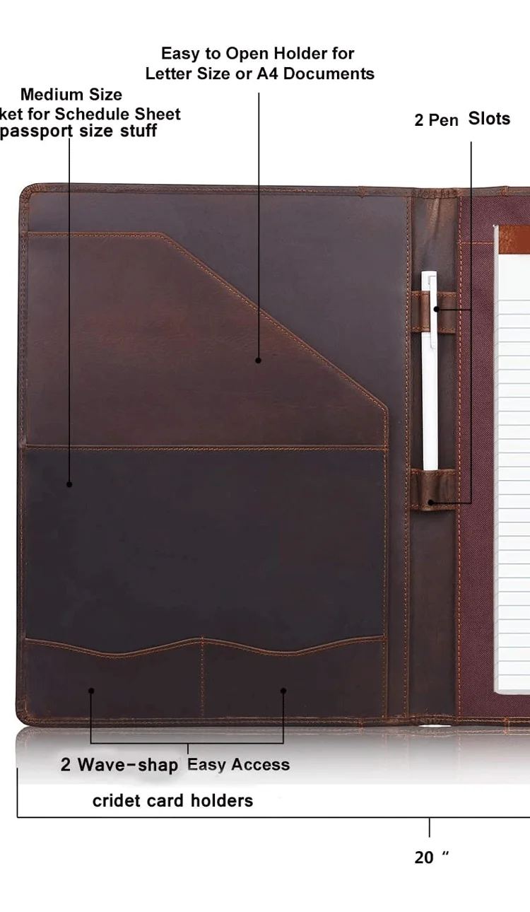 Custom Leather Briefcase A4 File Folder Legal Pad Wordpad Folio Binder ...