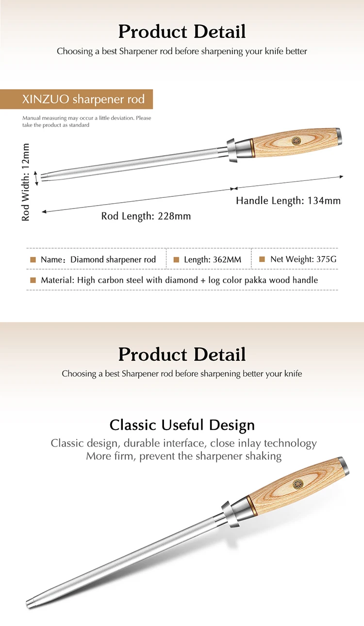 Restaurants Knife Sharpening Diamond Sharpener Rod Honing Steel with ...