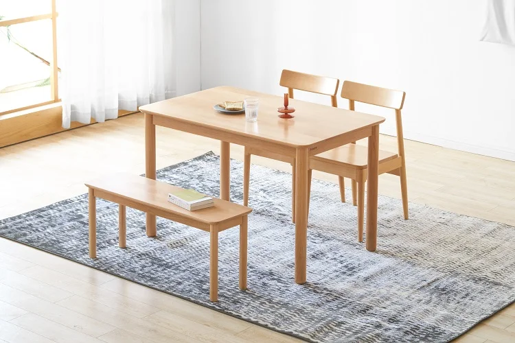 F6111 Solid Beech Wood Dining Table Set - Modern Nordic Style