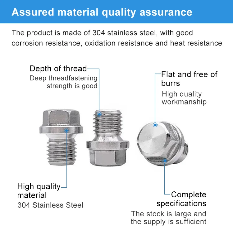 304 Stainless Steel Din910 Hex Nut Plug Oil Plug Hex Head Plug G1/8 G1/4 G3/8 G1/2 G3/4 G1 G1-1/ ...
