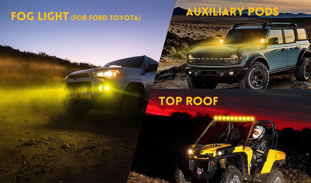 4x4 Off Road Work Light Spot Light Pod 80w Amber Led 2 Yellow For Truck ...