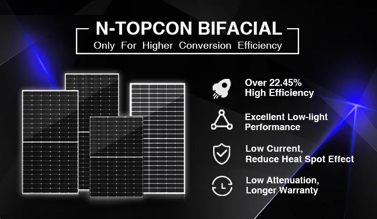 High Power Topcon N Type Cells 565w 570w 575w 580w 610w 620w Full Black Panneau Solaire ...