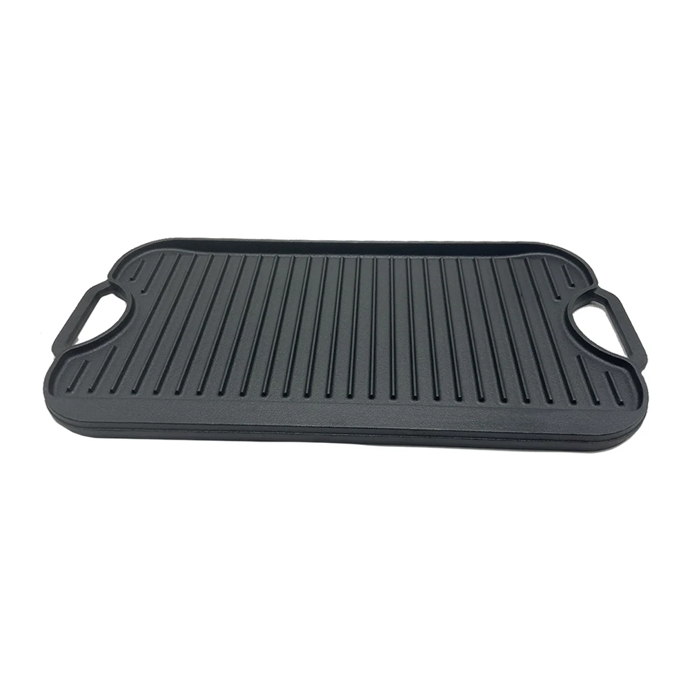 Cast Iron Pre-seasoned Reversible Grill Griddle Pan Non-Stick Double ...