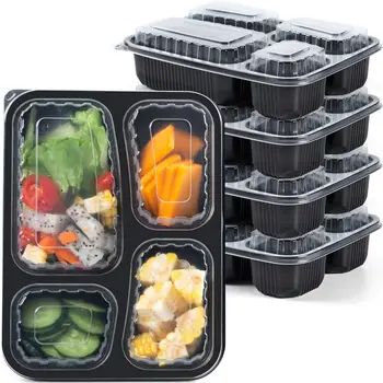 34oz 4 Compartment To Go Bento Boxs Plastic Food Storage Containers ...
