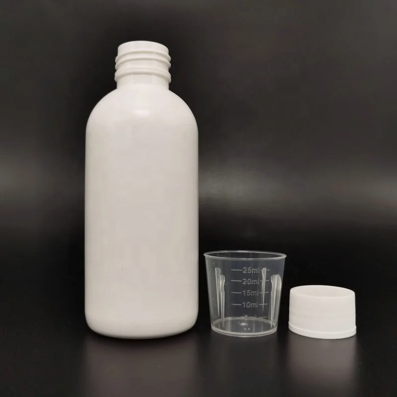 200cc White Lean Bottle Cough Syrup - Non Spill Liquid Medicine