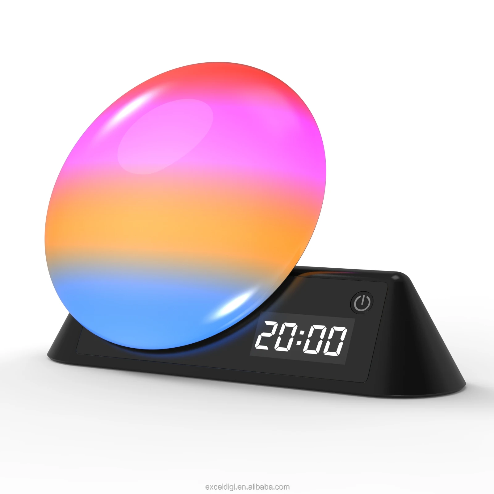 Excel Digital Multi Color Light Rgb+cw Brightness Smart Wake Up Light Sunrise Alarm Clock Timer ...