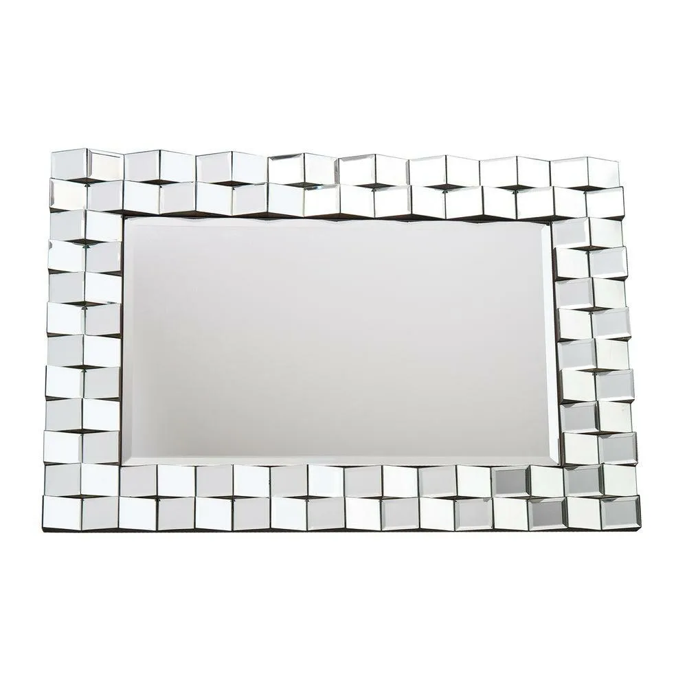 Elegant Accent 3D Glass Frame Rectangle Decorative Mirror Large Wall ...