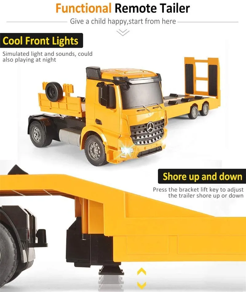 Detachable Flatbed Semi-Trailer Engineering Remote Control Toy