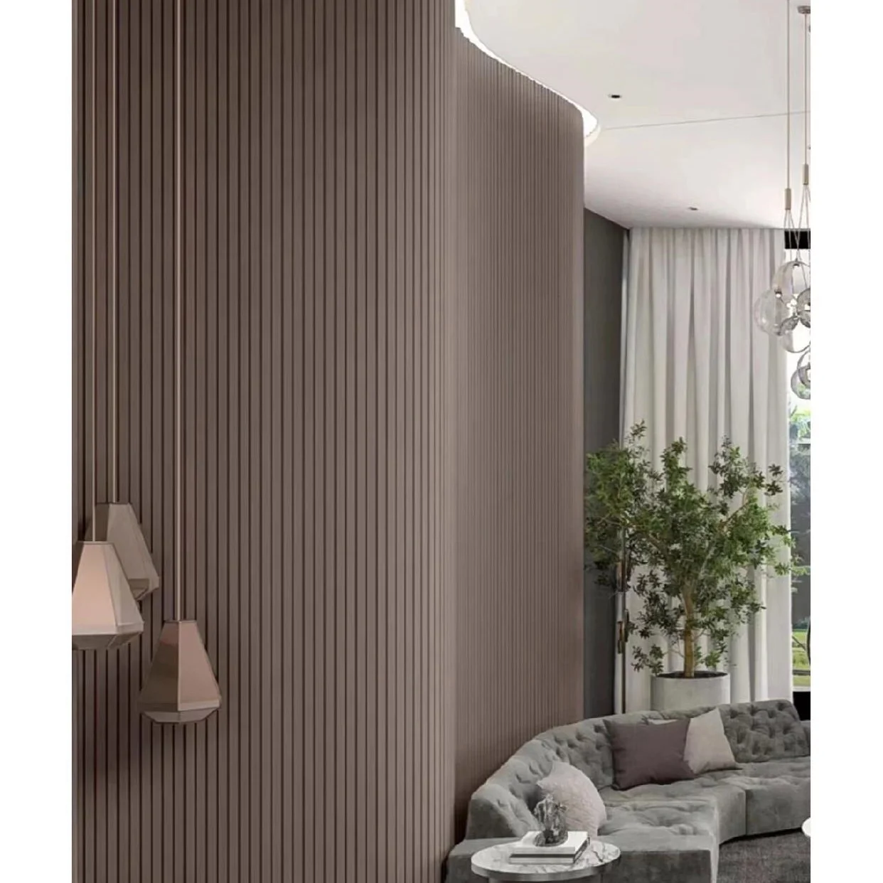 Contemporary MDF Curved Acoustic Ceiling Panels - 3D Model, Flexible ...