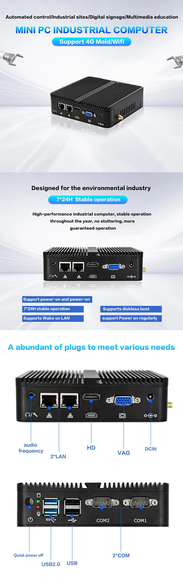Fanless Nuc Mini Pc Cele-ron J4125 2xcom 2xlan Vga & Hd Portable Office ...