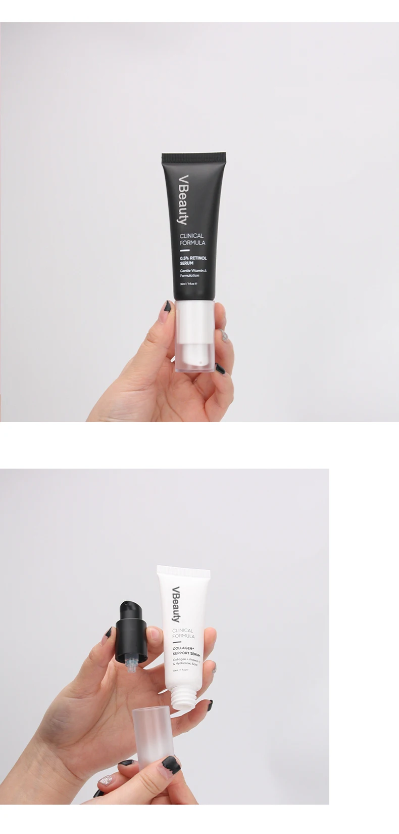 Customizable Logo Tubes - 30ml Luxury Plastic Airless Tubes