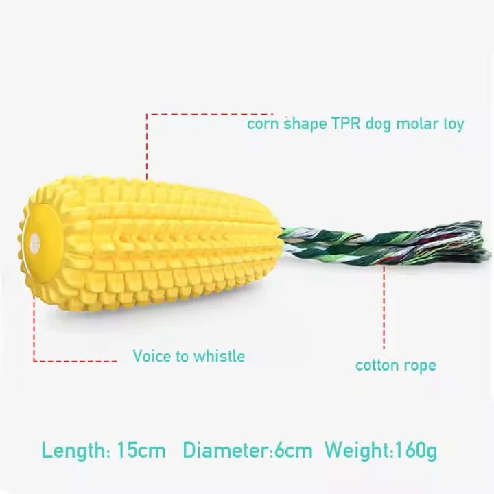 Sustainable Dog Toothbrush Chew Toy Corn Shape Molar Stick With Squeaky ...