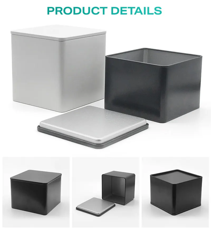 250ml Metal Aluminum Packing Tin Box For Black Tea Square White Metal ...