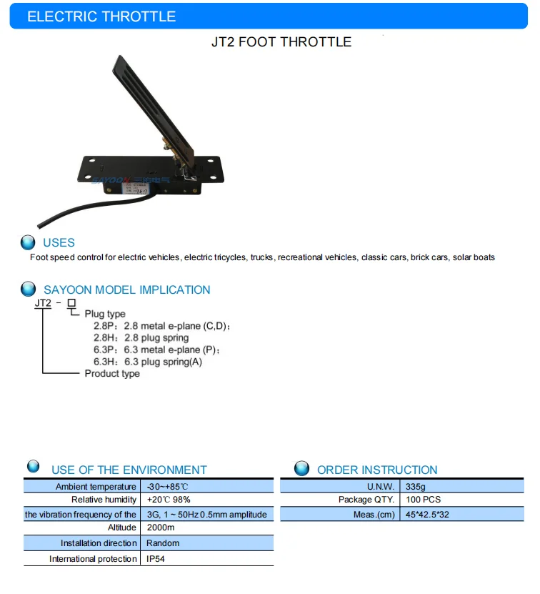 Foot Throttle Accelerator Pedal Pedal Foot 12-96V Metal Momentary ...