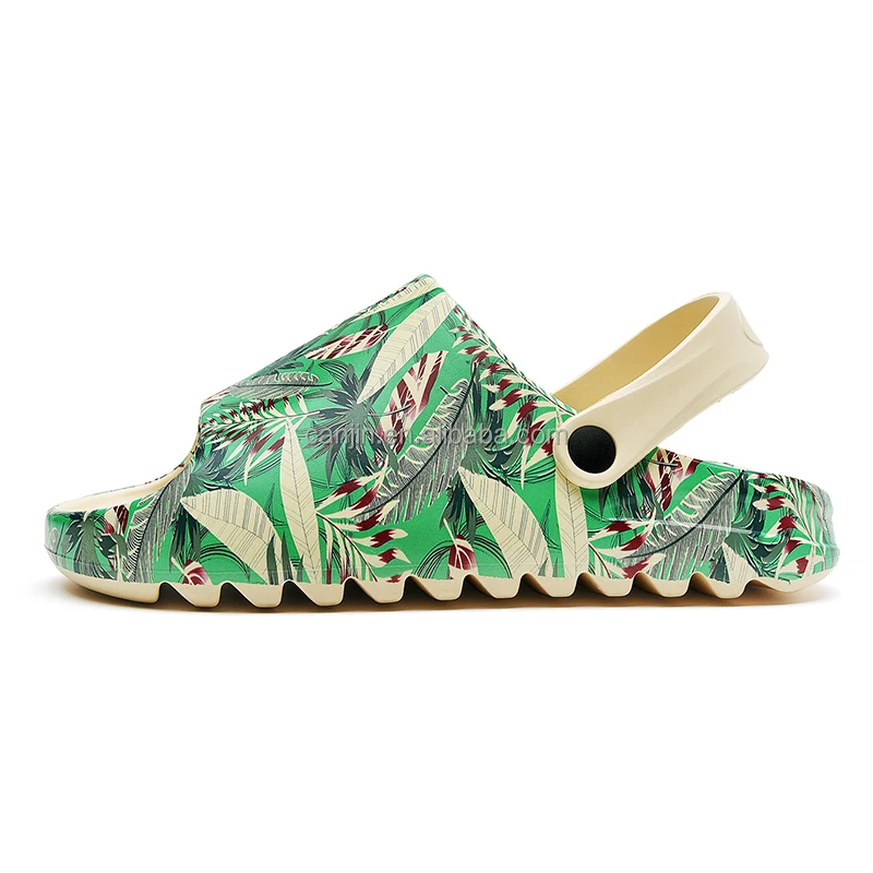 New Logo Famous Styles Brand Design Palm Tree Leaf Printing Sandals ...