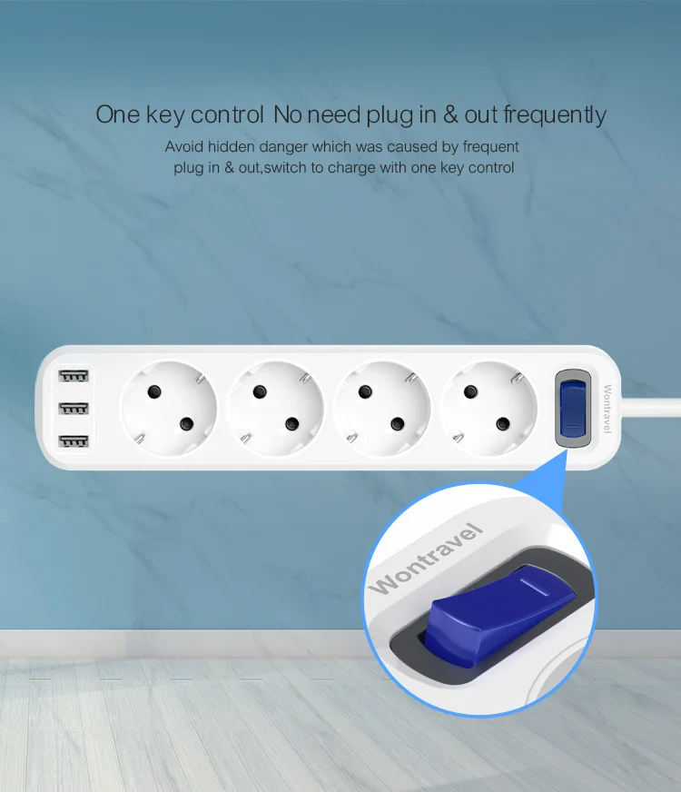 French Standard Electric Socket 250v Power Strip 4 Way Socket Extension ...