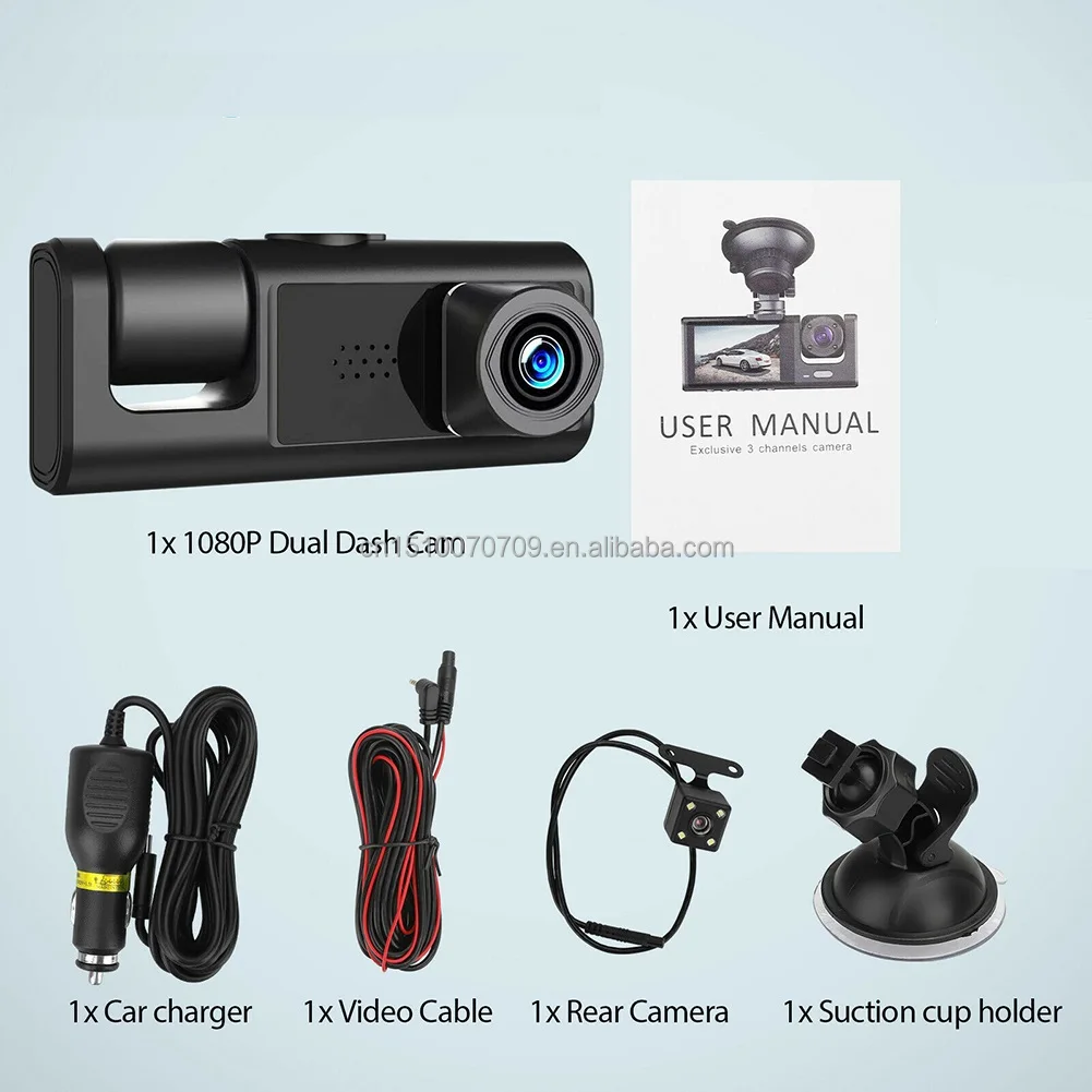 3 Channel Car DVR Wifi Control Camera - 1080P Video Recorder