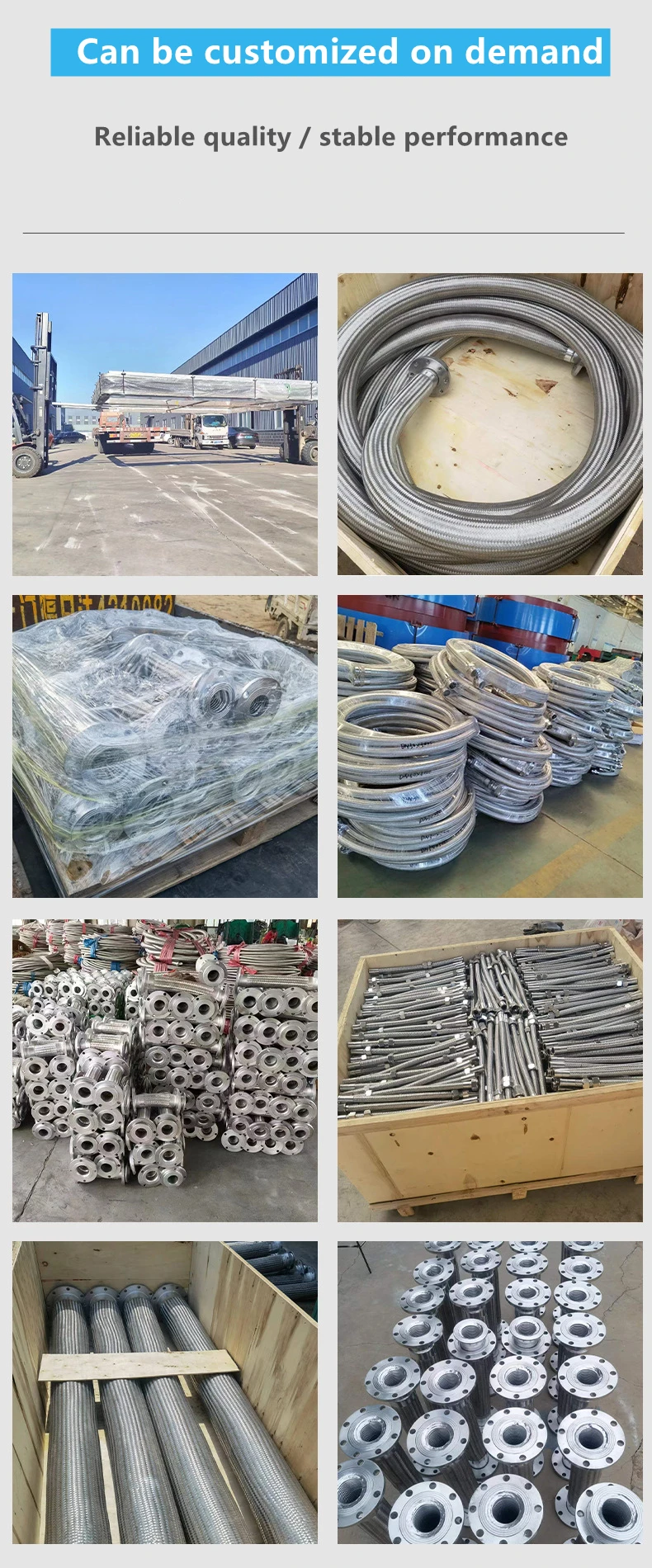 Lined PTFE Metal Hose 304 Stainless Steel Metal Bellows Steel Lined ...