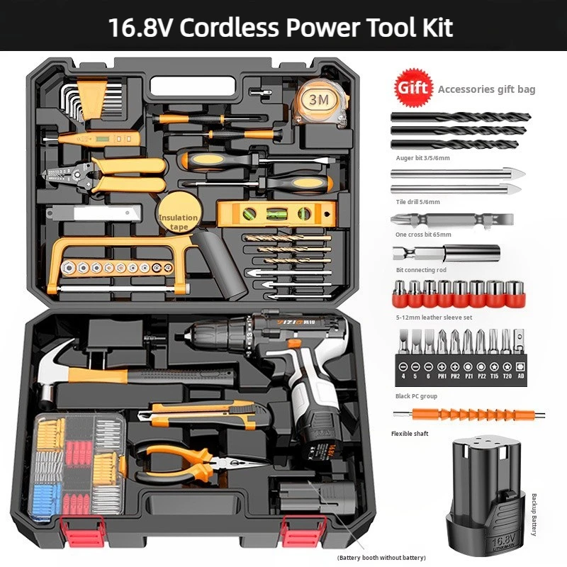25-piece 16.8v Cordless Power Tool Kit 2800mah Drill Flap Boring Bits ...