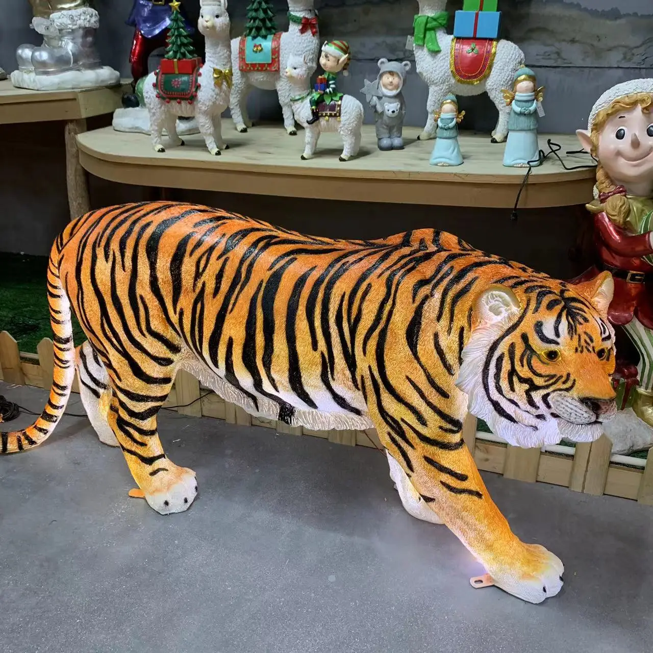Glowing Tiger Statues - Durable Fiberglass Garden Decor