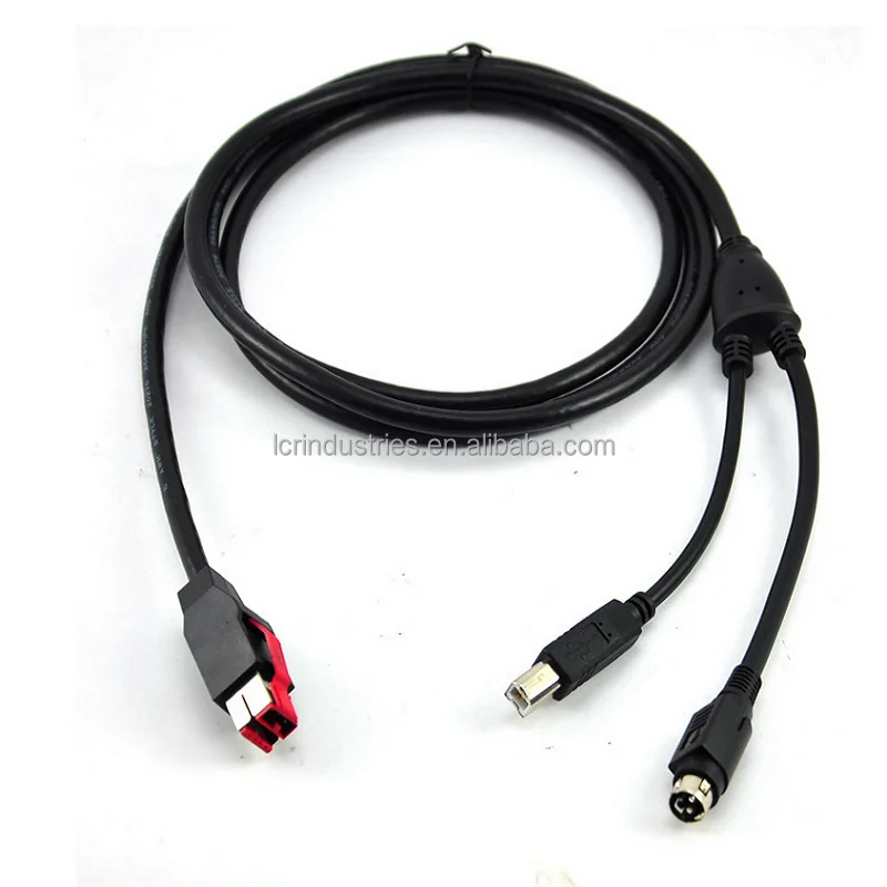 24V Powered USB to Hosiden 3 Pin Din Cable for Epson Printer
