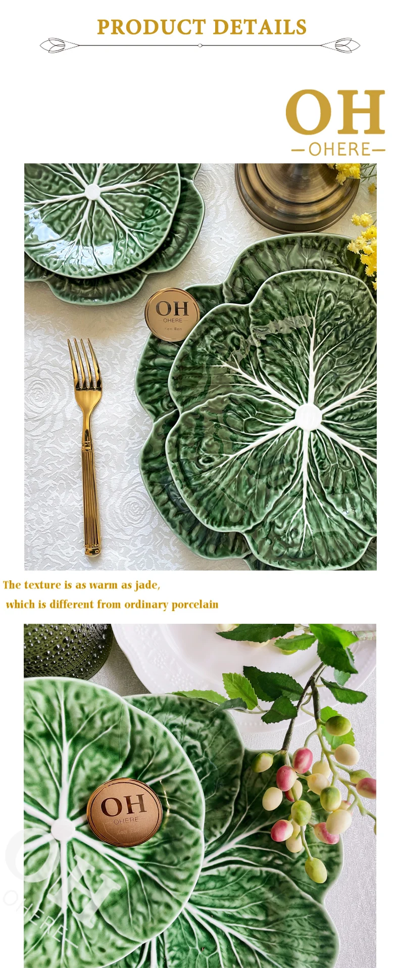 Vintage Green Ceramic Cabbage Charger Plate 13-inch Under Plate Dish ...