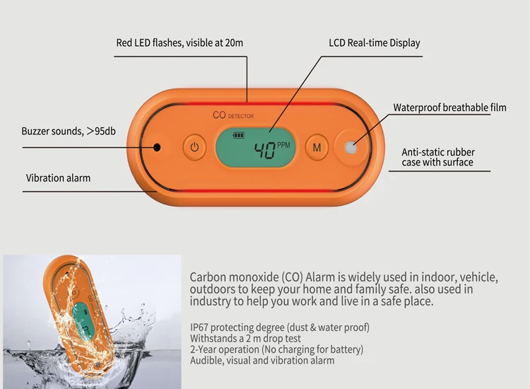 Portable Carbon Monoxide Detector - Camping & Fireplace Safety