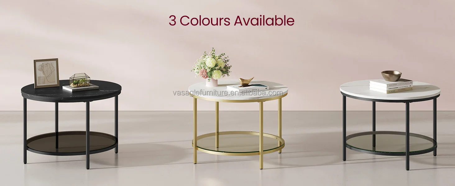 VASAGLE 2-Tier Round Coffee Table - Stylish & Adjustable