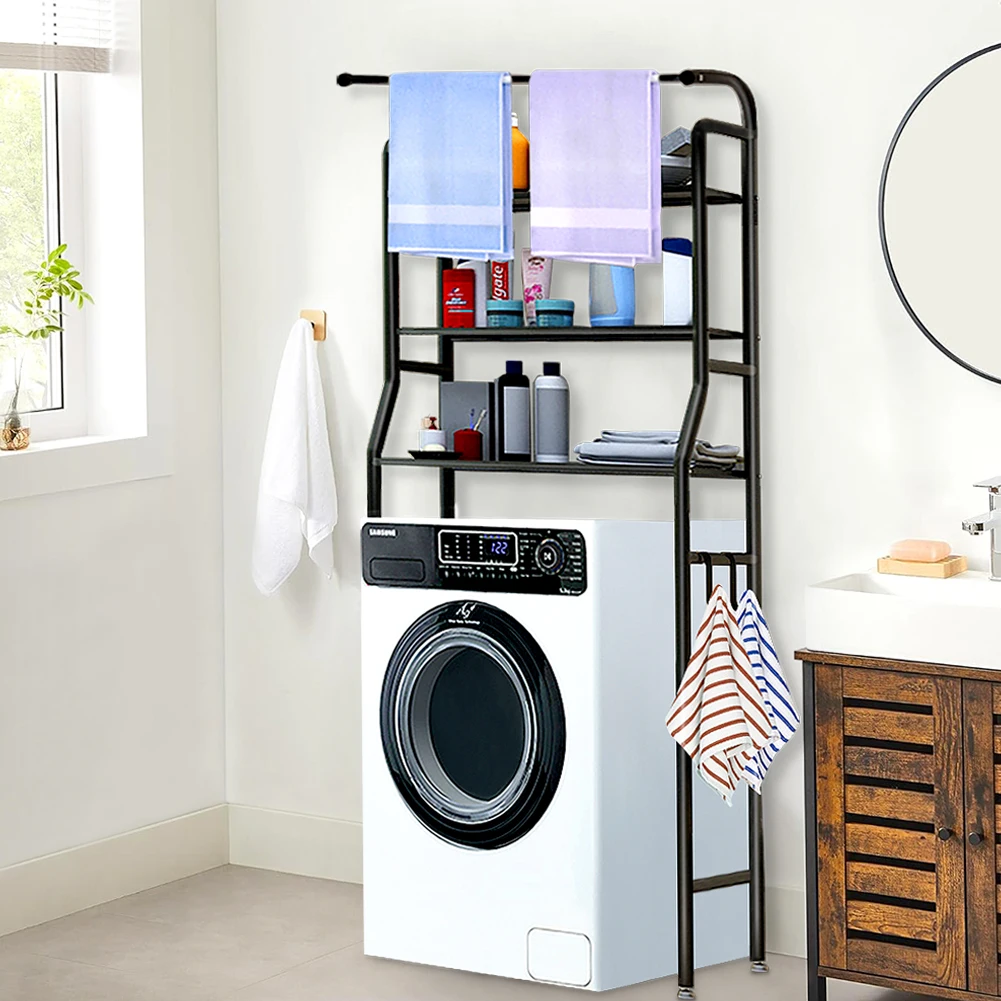 Bathroom Storage Rack Stand Washing Machine Rack Metal Corner Toilet ...
