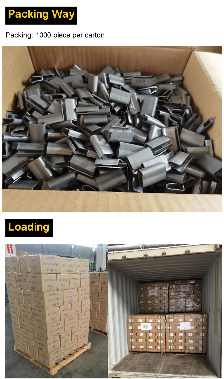 Metal Clip Strips Serrated Seal PP Pallet Strapping Clip
