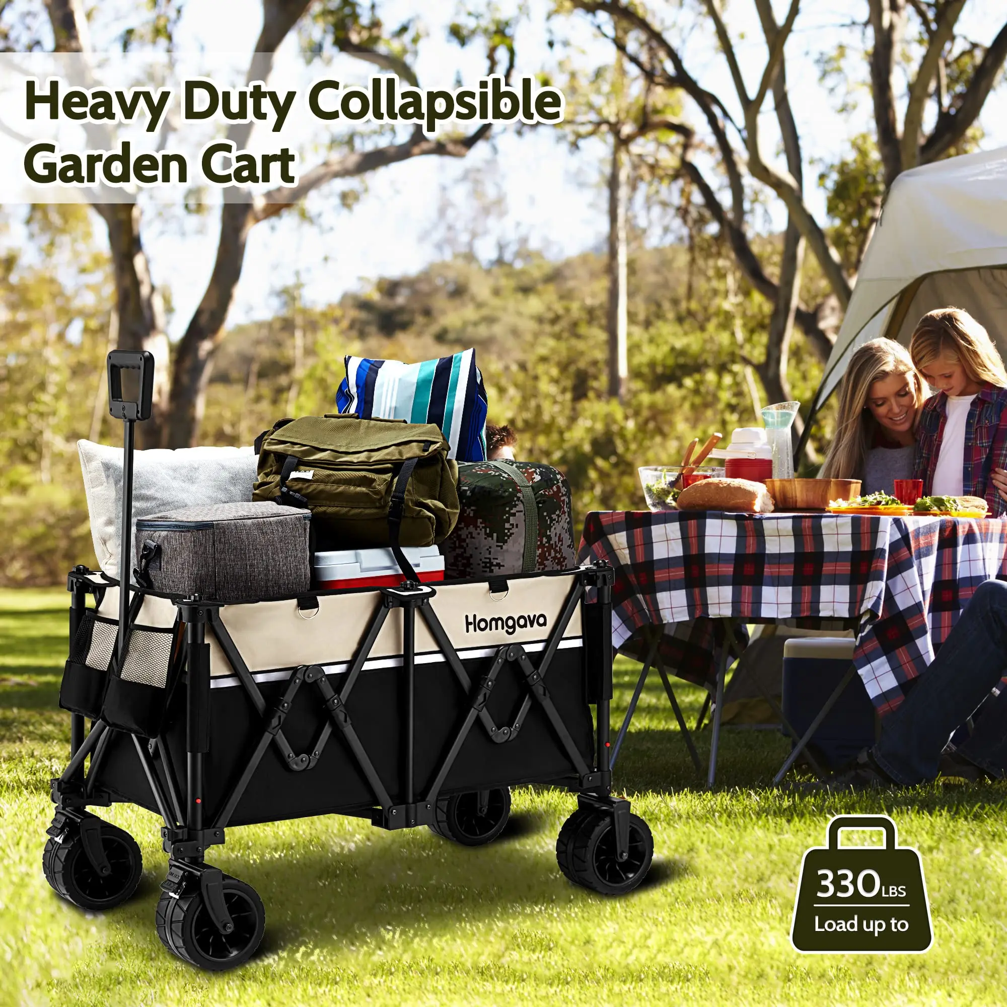 Custom Outdoor Garden Heavy Duty Black Collapsible Folding 4 Wheel ...