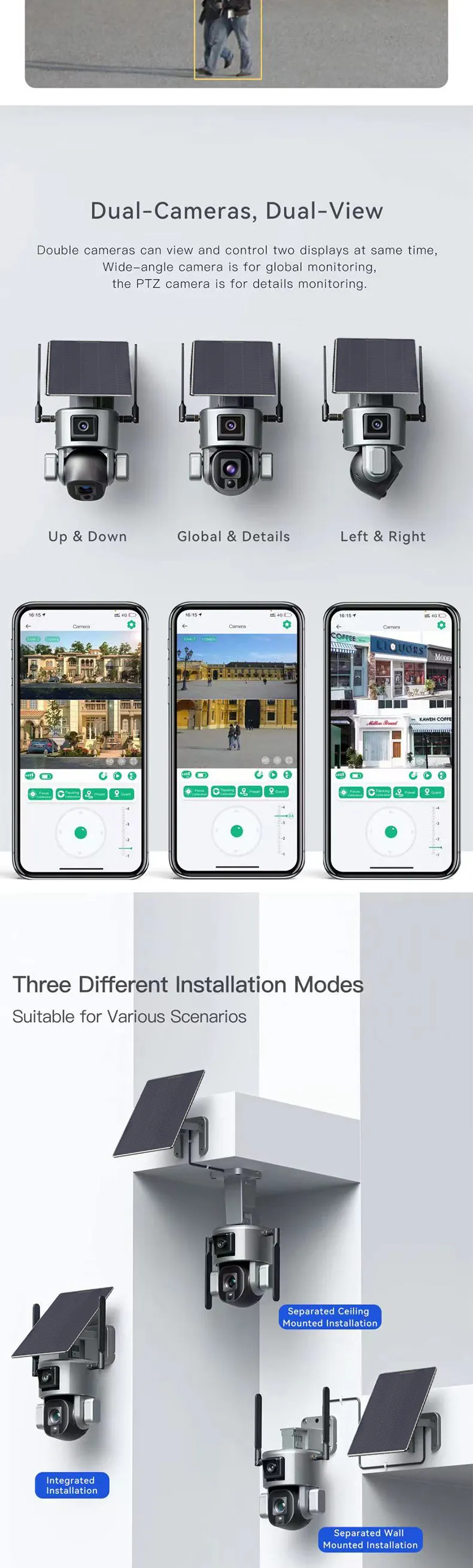 4K Dual Screen HD Solar Power Camera Wifi 10X Optical Zoom IP Camera ...