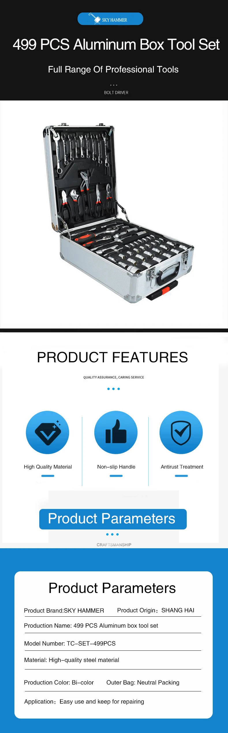 499PCS Auto Repair Tool Set - Comprehensive & Durable