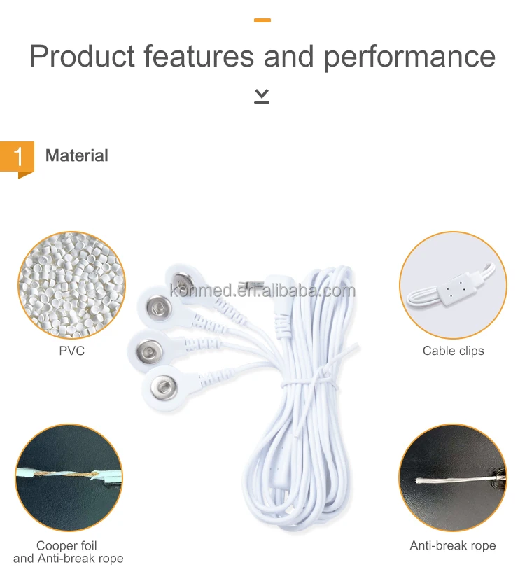 Ems Tens Electrode Wire Custom Electrotherapy Electrode Lead Wire Cable ...