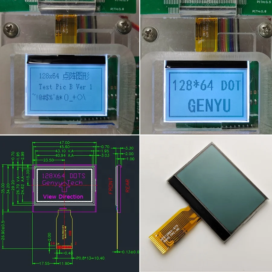 Factory Price Module 128x64 12864 Dot Matrix Custom Monochrome Fstn Customized Panel Graphic Cog ...