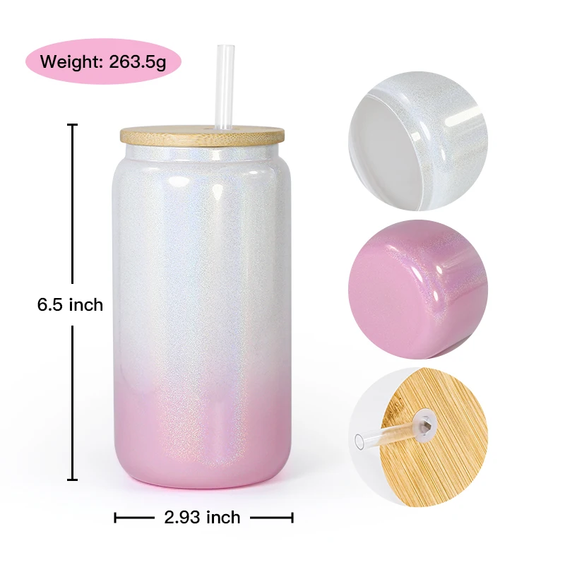 Wholesale Sublimation Glass Cups 12oz 16oz 25oz Ombre Glow Shimmer ...