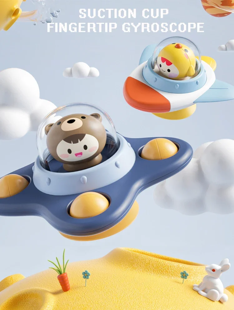 3pcs Toddlers Sensory Animal Fidget Spin Turntable Sucker Bath Toy ...