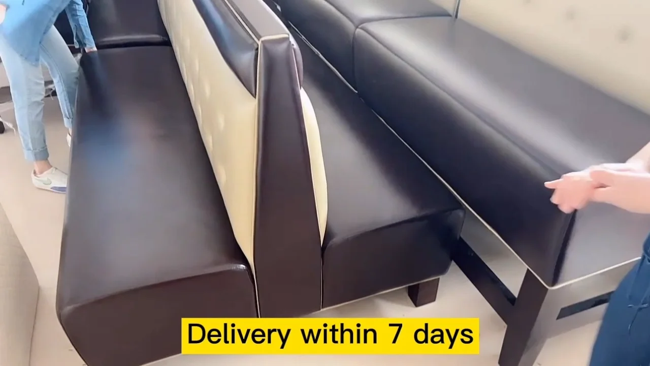 Custom European Luxury Modern Restaurant Orange Leather Corner Long ...