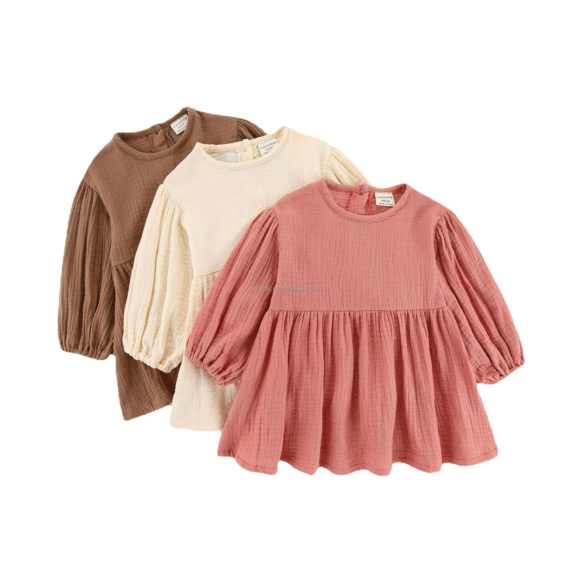 Ins Summer Girls Solid Color Cotton Dress Toddler Clothing Plain ...