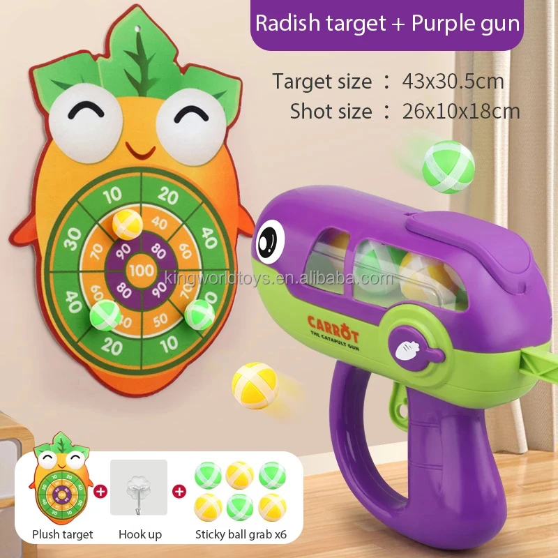 Projectile Sticky Ball Carrot Gun Target Shooting Outdoor Throwing Dart ...