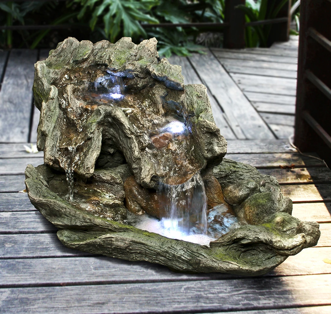 Cascading Caves Waterfall Fountain - LED Lights & Resin