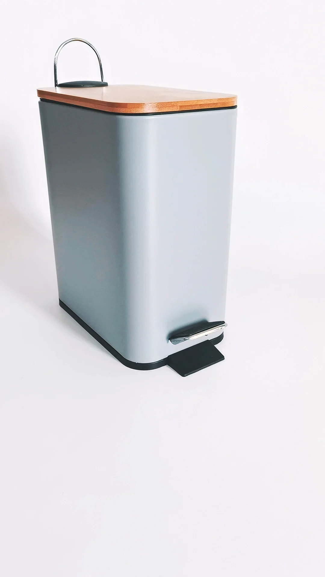 Bamboo Trash Can 5 Liter Rectangle Waste Bin Bamboo Cover Dustbin - Buy ...