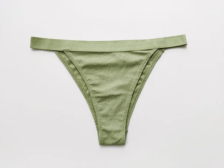 Women's Panties Thong Low Waist Sexy Cotton Ribbed G-string Lingerie ...