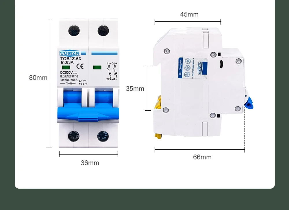 2P DC MCB 6KA 500V Mini Circuit Breaker for Household & Protection