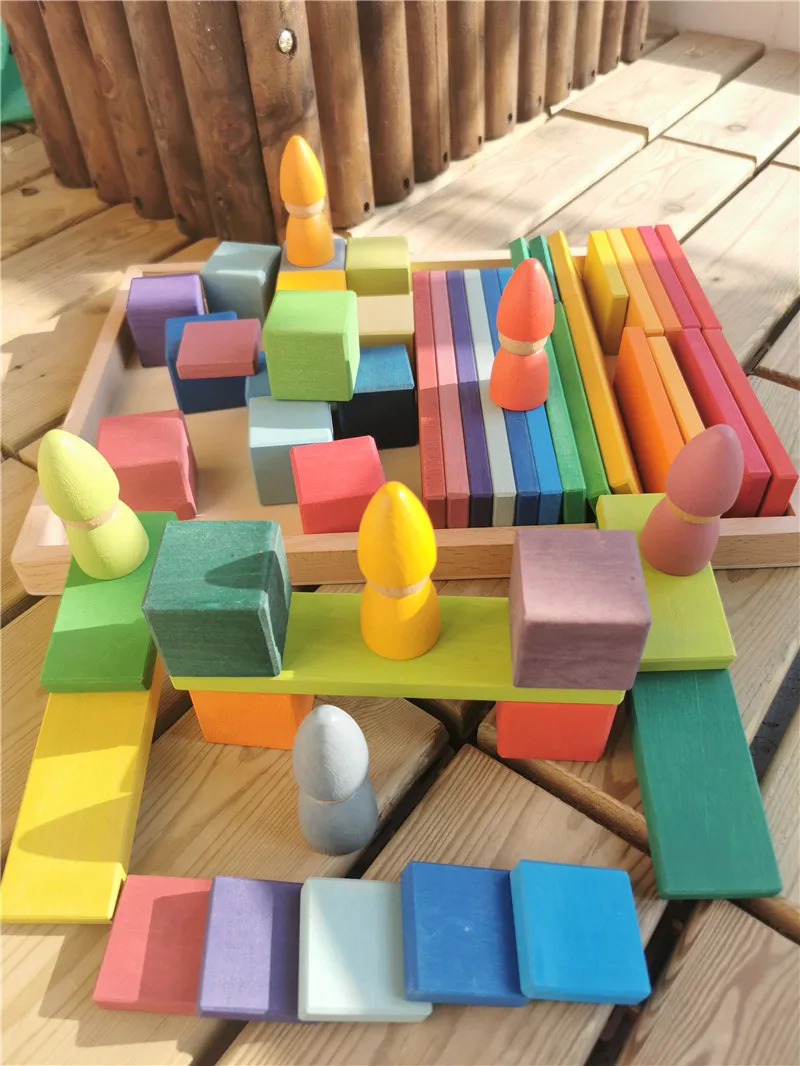 Eco-friendly Rainbow Slat Cube Block Set For Kids - Oem/odm Available