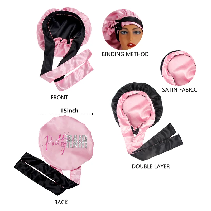 Tie Bow Bonnets Reversible Satin Bonnet Customized Hair Bonnets Custom ...