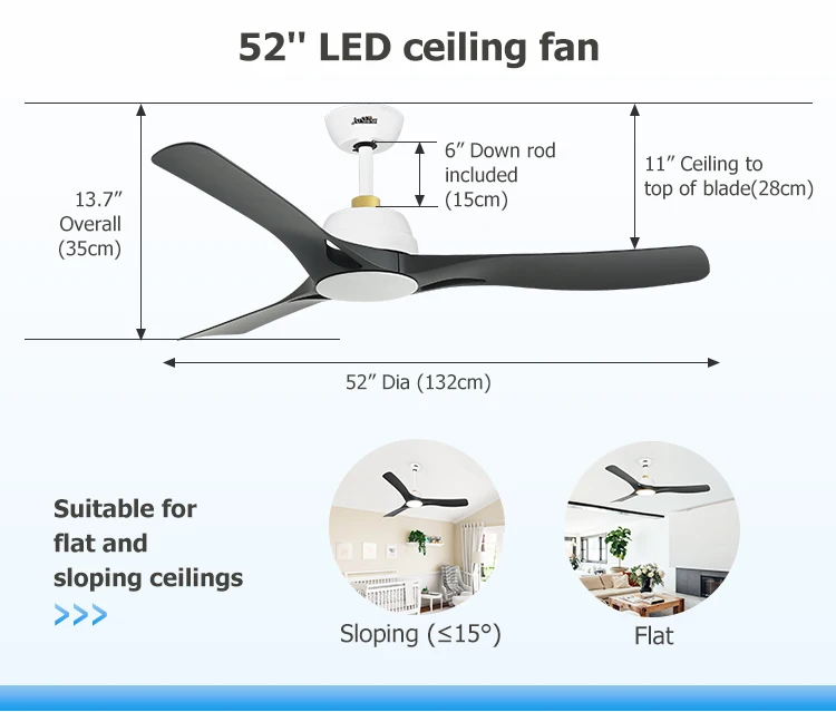 1stshine Led Ceiling Fan Rustic 220v Power Saving Ceiling Fan With ...