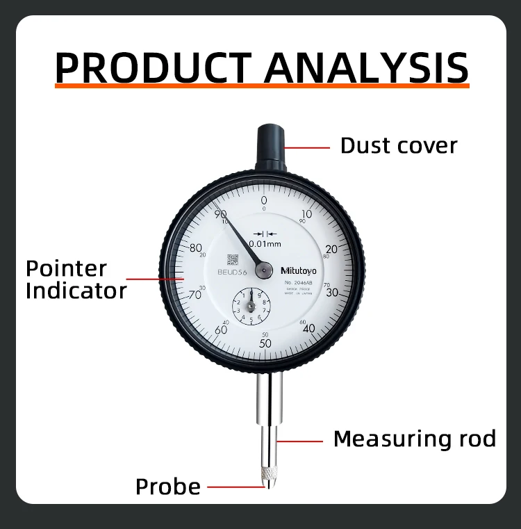 Japan Mitutoyo Dial Gauge 0-10mm High Precision Pointer Dial Gauge ...